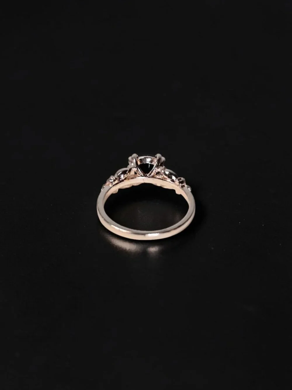 Jewelry | Vintageinspired Round Black Stone Goldtone Marquise Accent ...